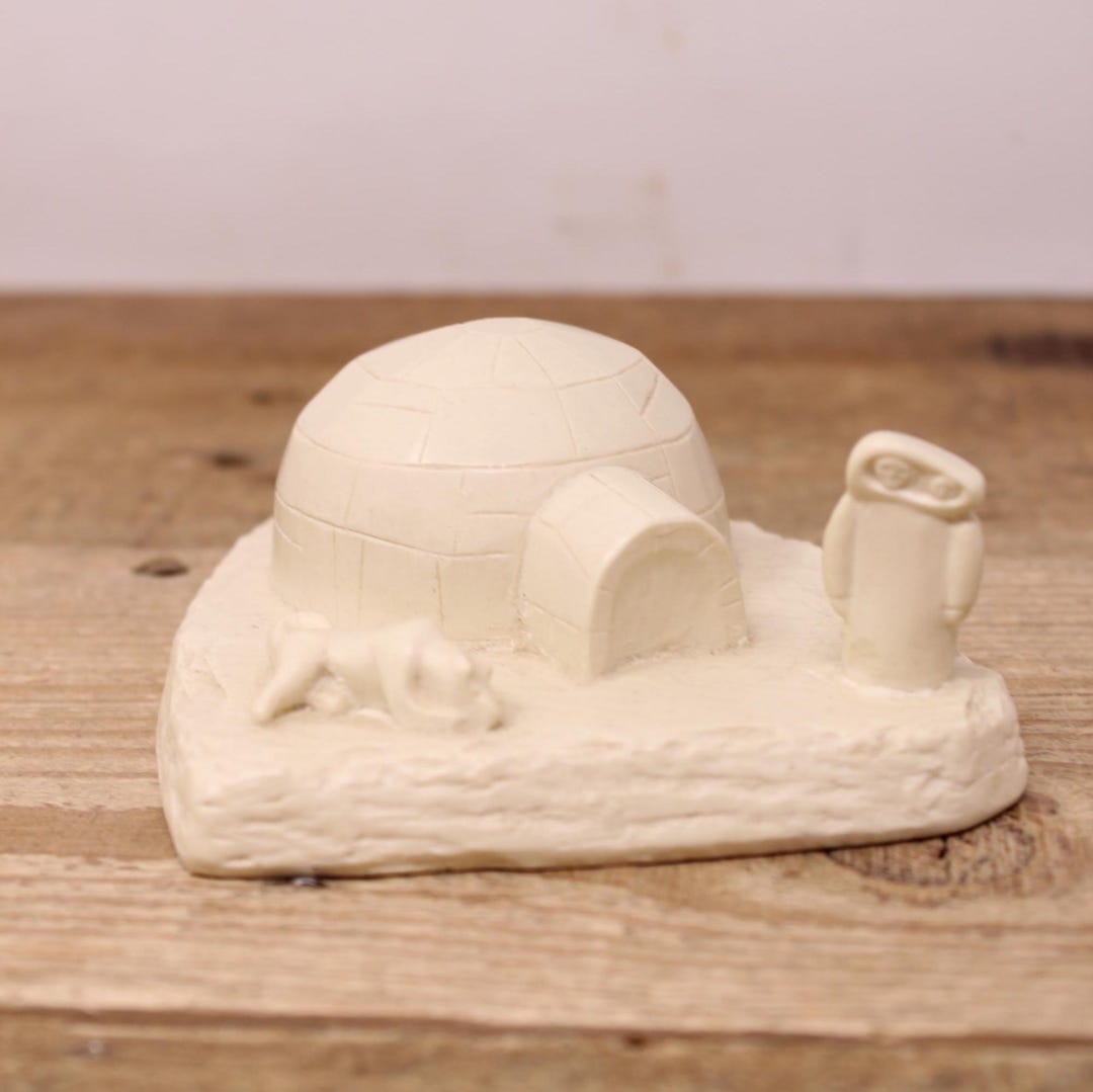 Vintage Boma Cream Composite Resin - Igloo, Inuit Mother and Child With ...