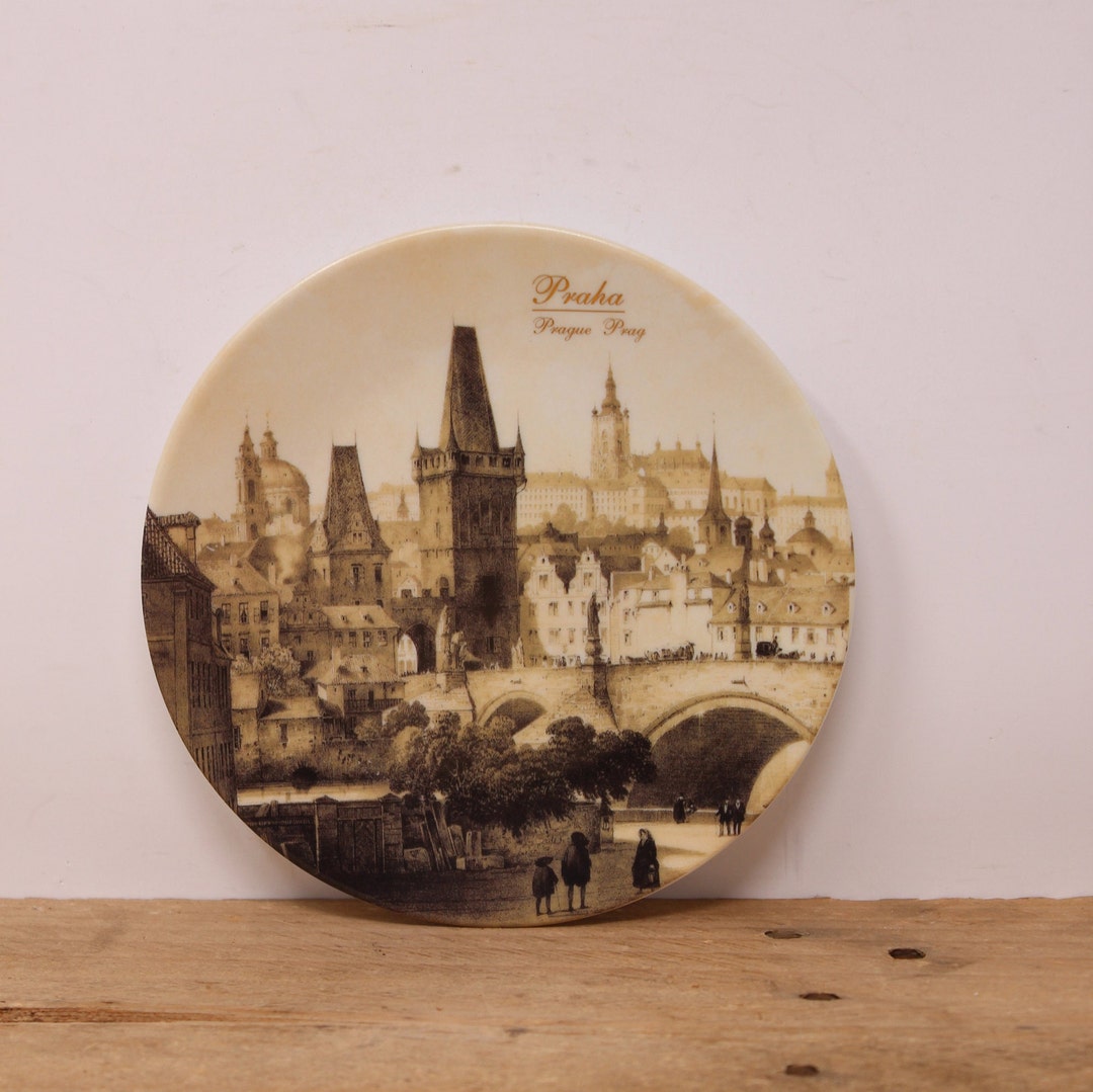 Sepia Colored Small Wall Decor Plate "praha / Prague / Prag ...