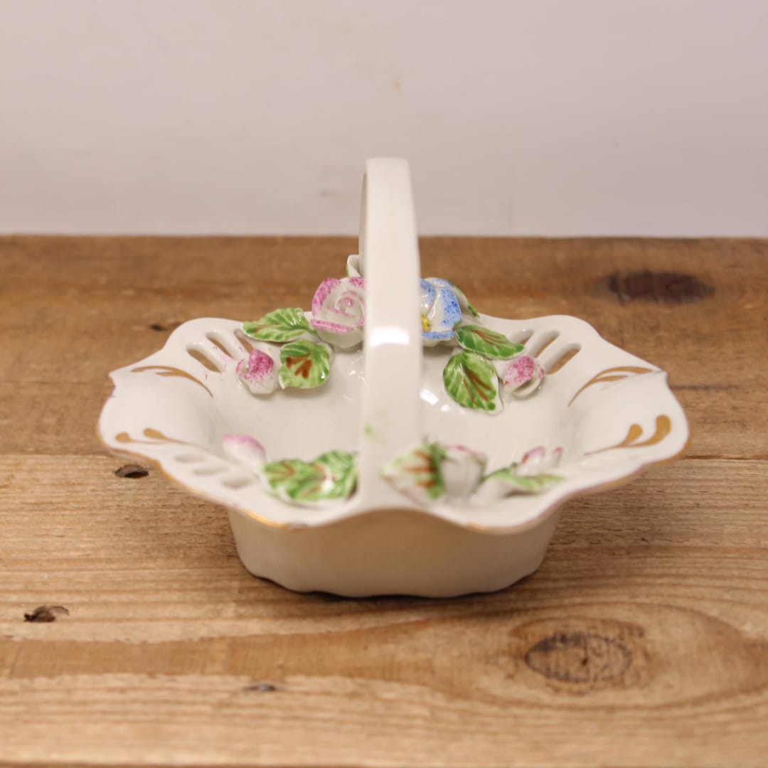 Vintage Fena Porzellan Floral Design Basket - Small Ornate Decorative ...