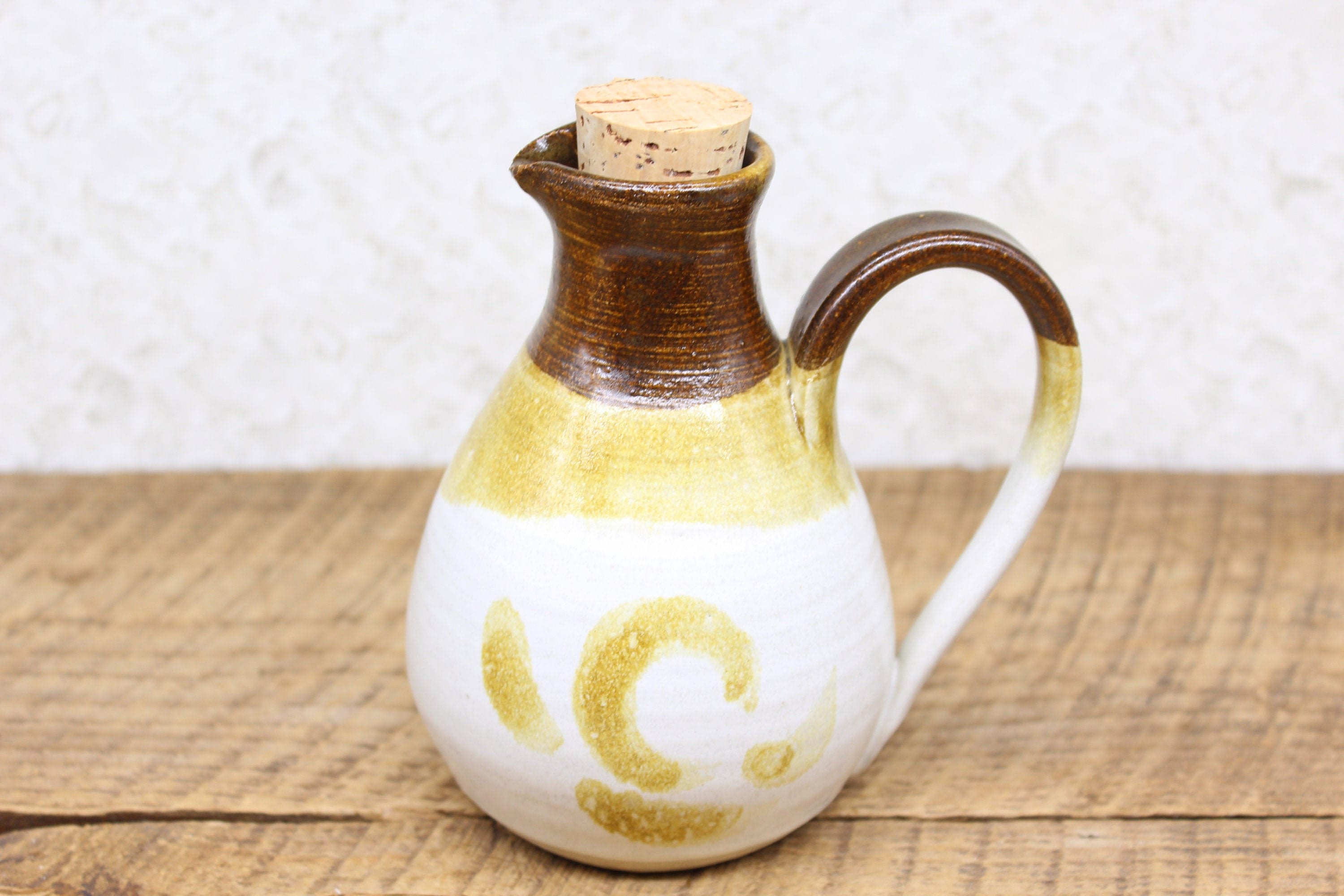 Pottery Whiteware Olive Oil Jar / Pitcher With Cork Stopper - Etsy