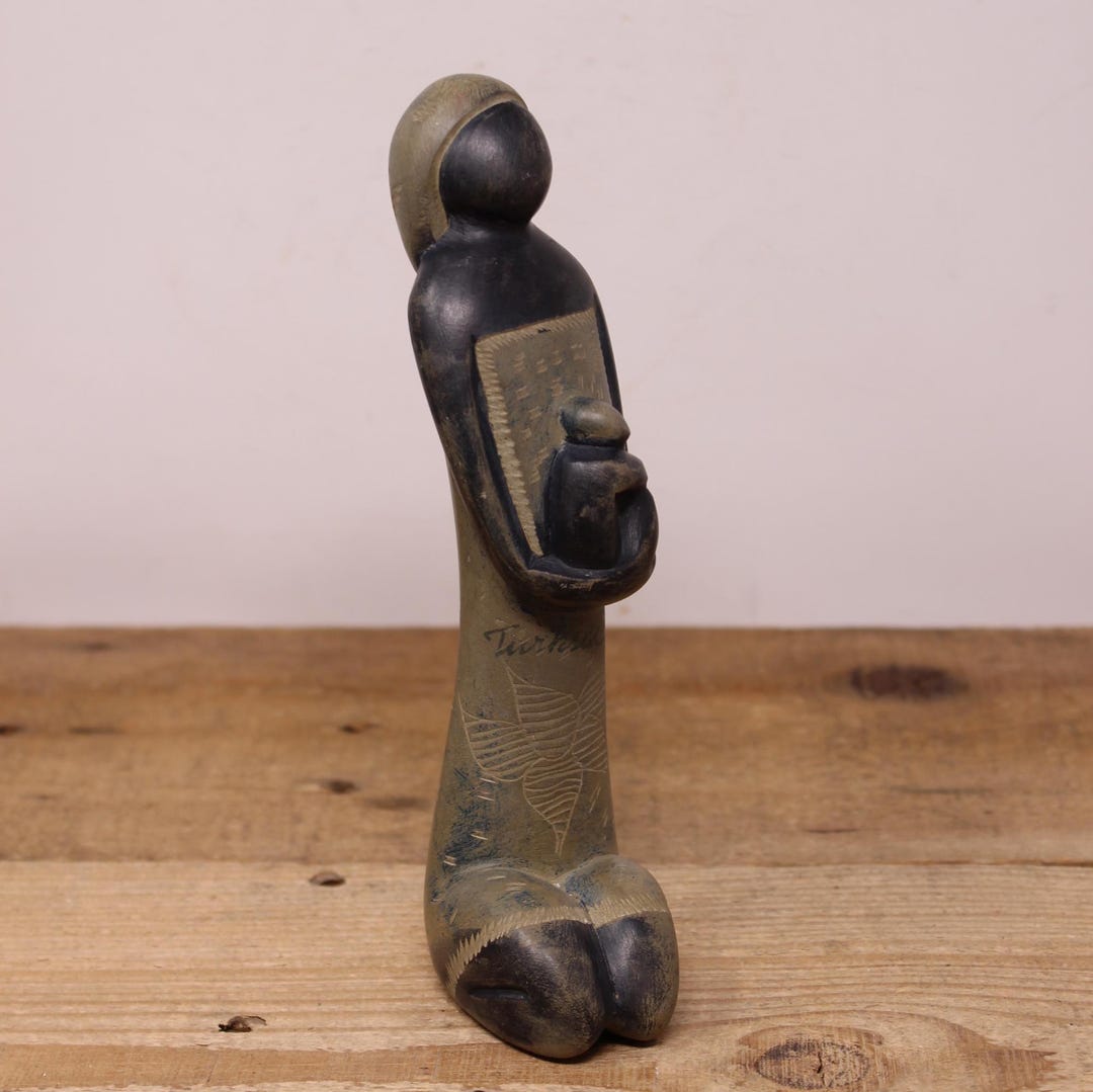 Vintage Folk Art Stone Sculpture Mother and Child Turks & Caicos ...