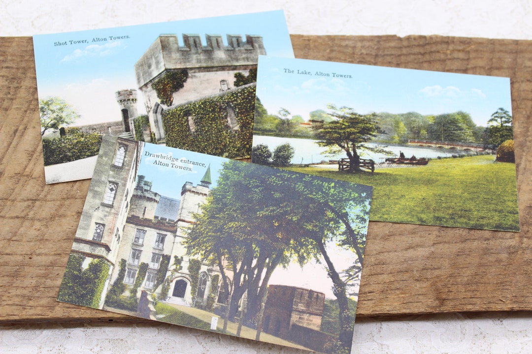 Views of Alton Towers — Set of 12 Vintage Coloured Postcards - Etsy