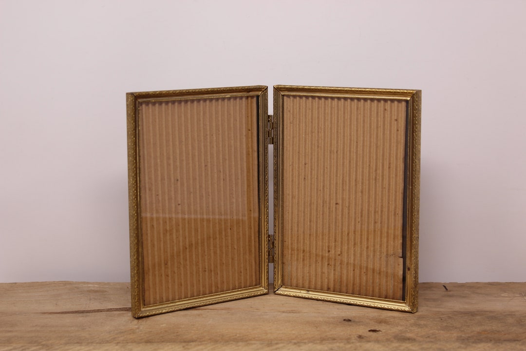 Vintage Gold Tone Hinged Double Picture Frame - 5" X 7" - Etsy