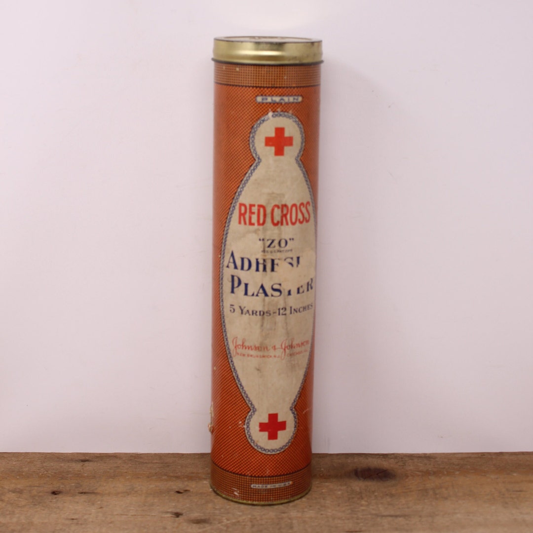 Vintage Red Cross "zo" Adhesive Plaster - Metal and Cardboard Container ...