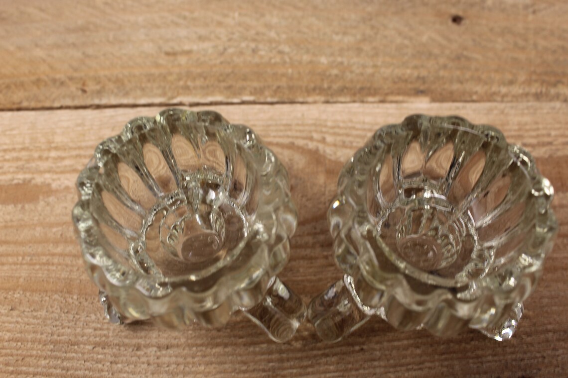Set of 2 Jeanette - National Clear - Glass 3" Single Light Footed Taper ...