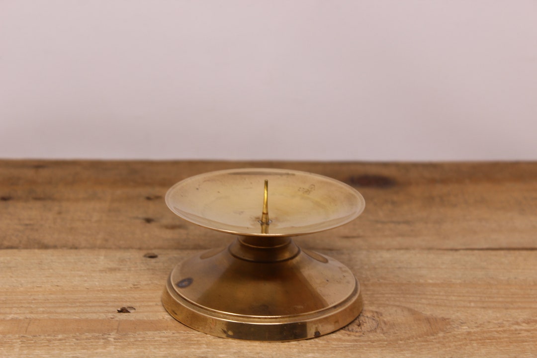Vintage Brass Pillar Candle Holder - Etsy
