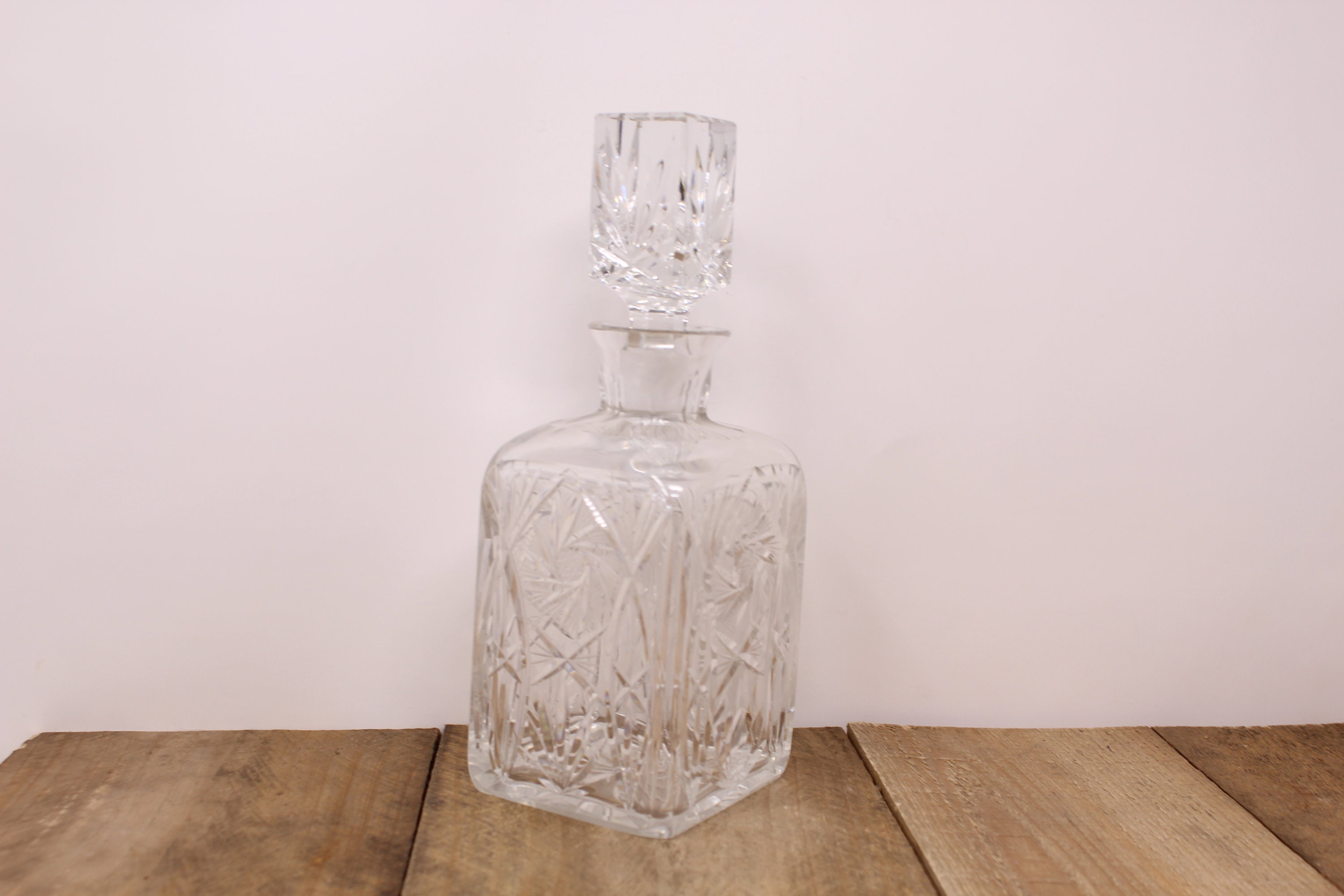 Vintage Classic Square Pinwheel Crystal Decanter With Crystal - Etsy