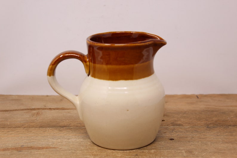 Vintage Stoneware Pitcher - 3-tone Brown Band Pottery Pitcher / Jug - Etsy