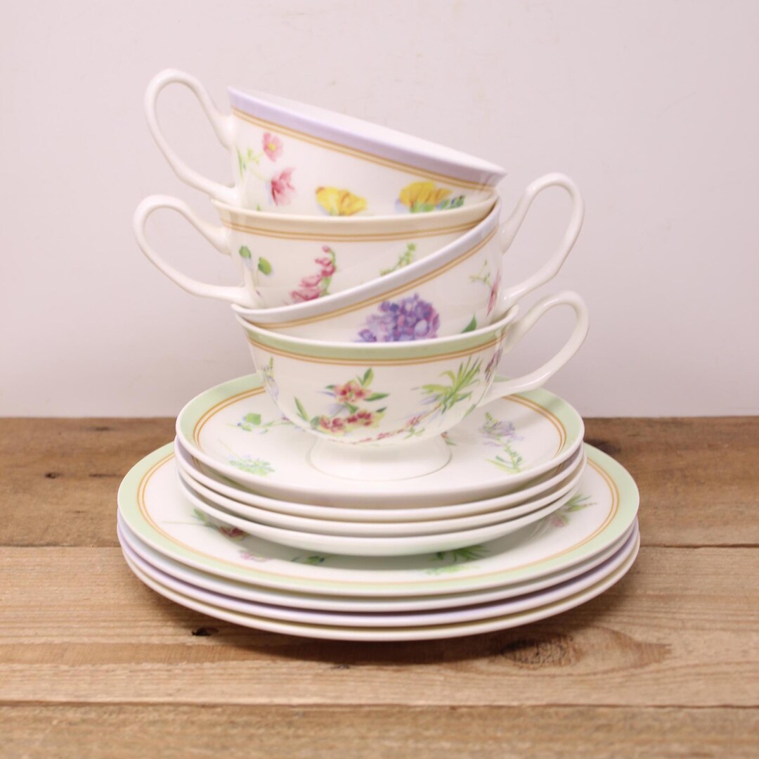 Butterfly Garden Tea Set – Fine Bone China Tea Cups and Dessert Plates ...