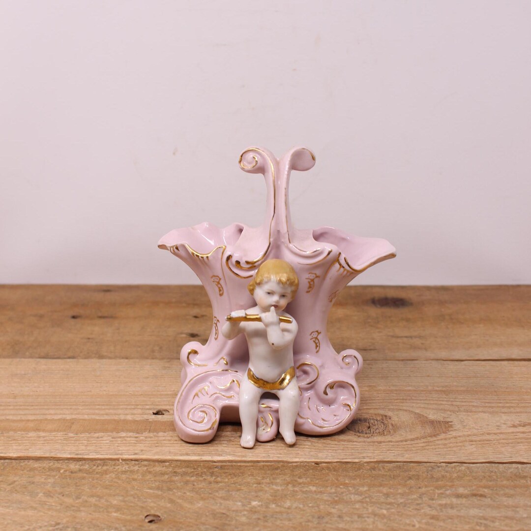 Shafford Hand-painted Vase With Cherub - Etsy