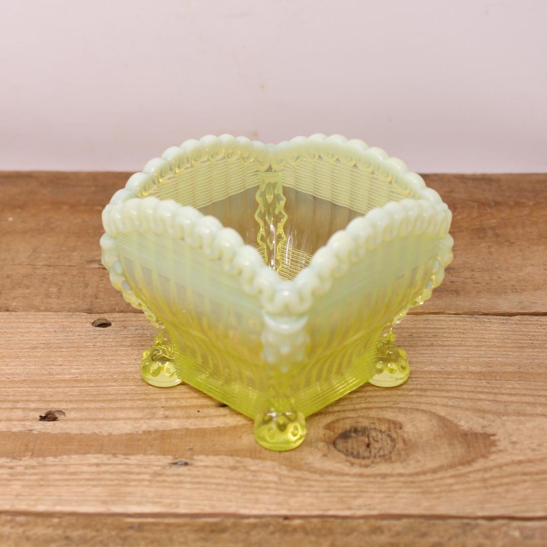 Antique Northwood "alaska - Uranium Glass - Lion Leg" Canary / Yellow ...