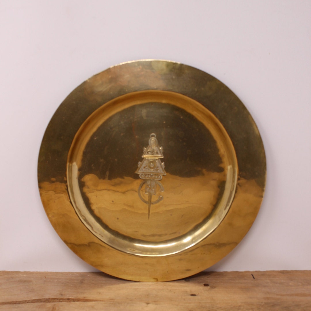 Vintage Ornate Etched Design Round Brass Plate / Platter - Etsy