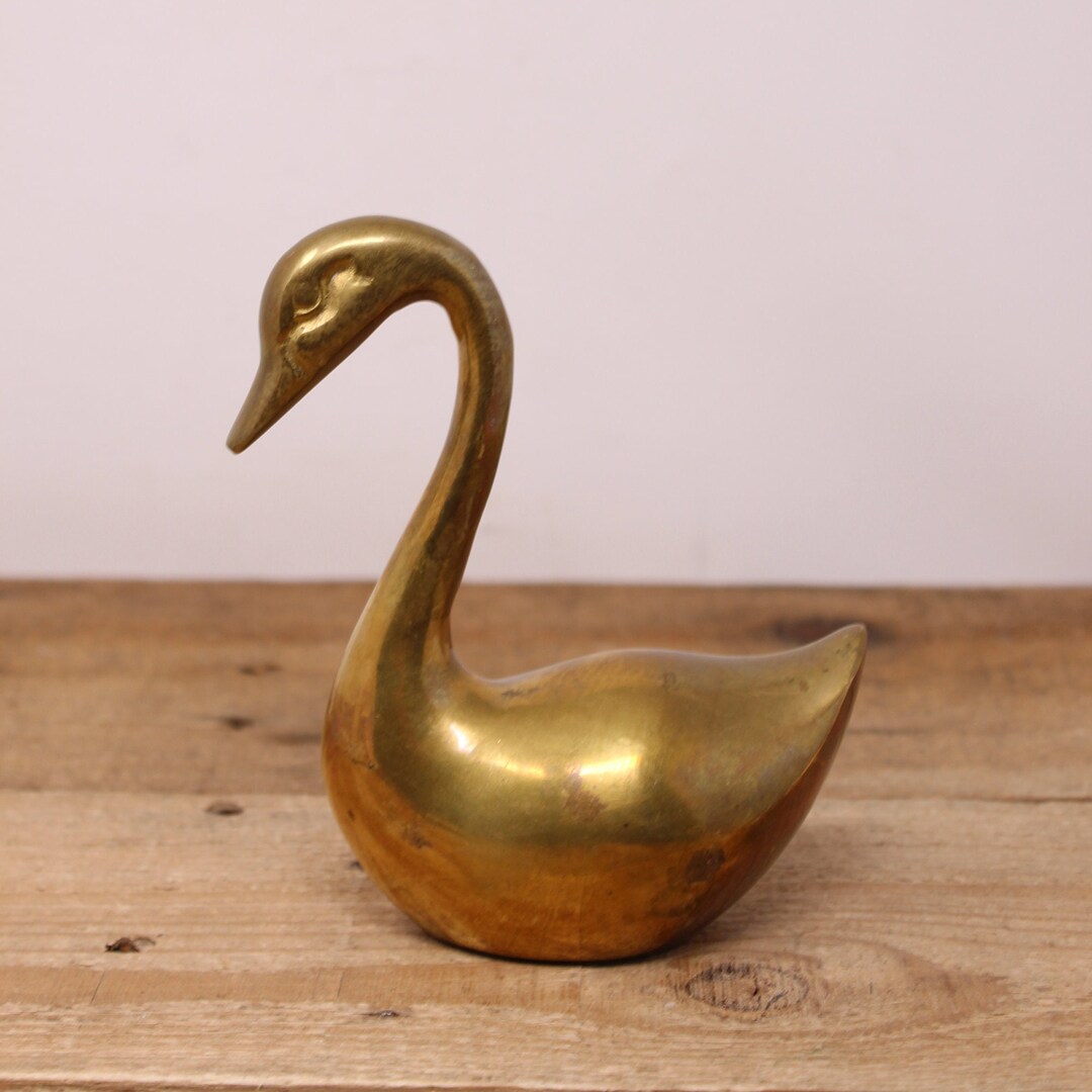 Vintage Brass Goose Figurine - Etsy