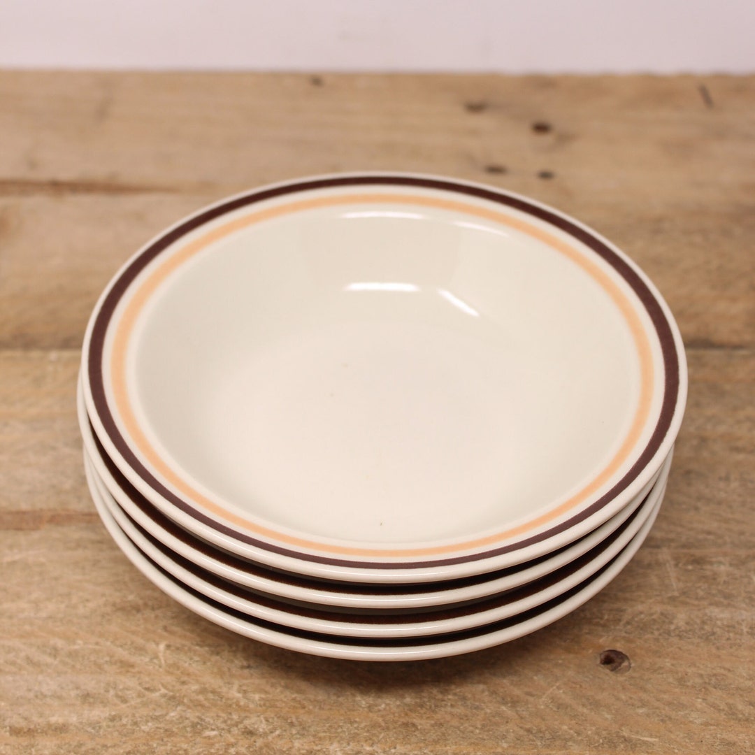 Vintage 4 Countryside Stoneware - Fruit / Dessert Bowls - Orange Band ...