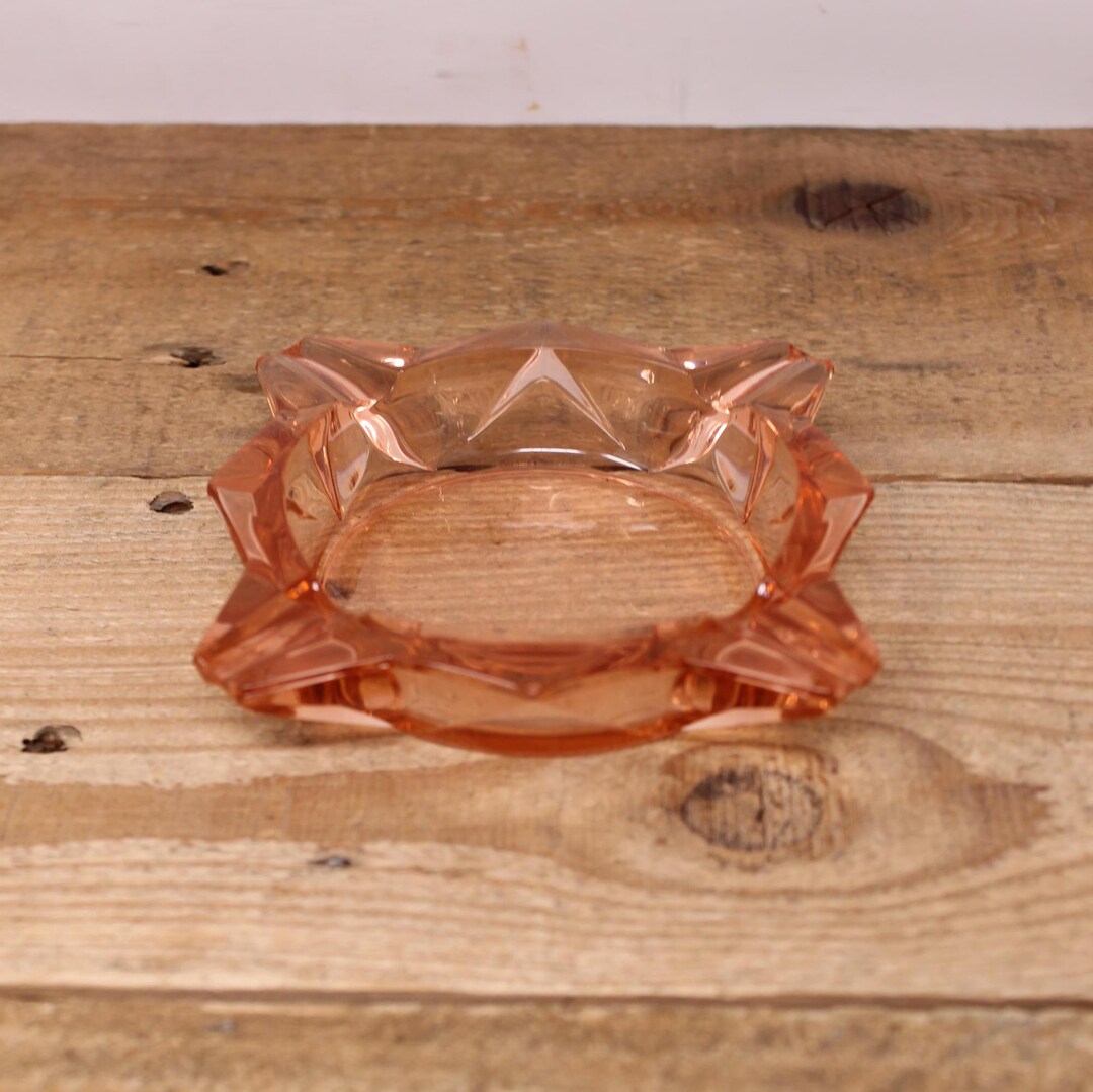Vintage Pink Glass Luminarc Square Ashtray - Etsy