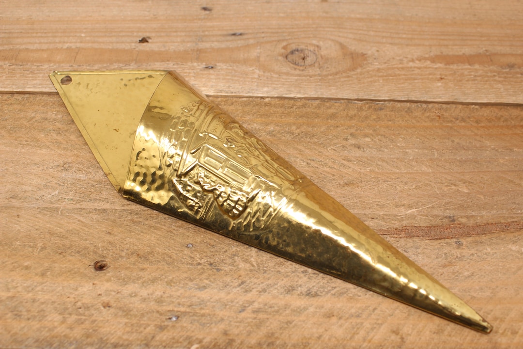 Vintage Brass Cone Wall Pocket Vase / Fireplace Match Holder - Etsy