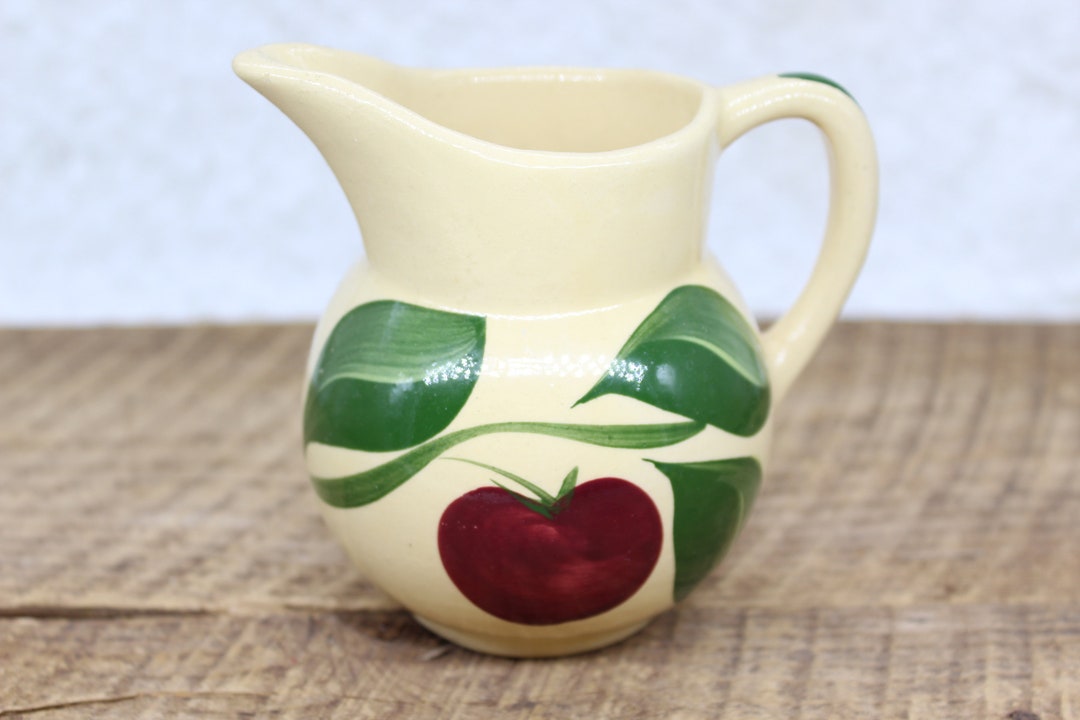 Vintage Watt Pottery Cream Pitcher Three Leaf Apple 62 Yellow Ware - Etsy