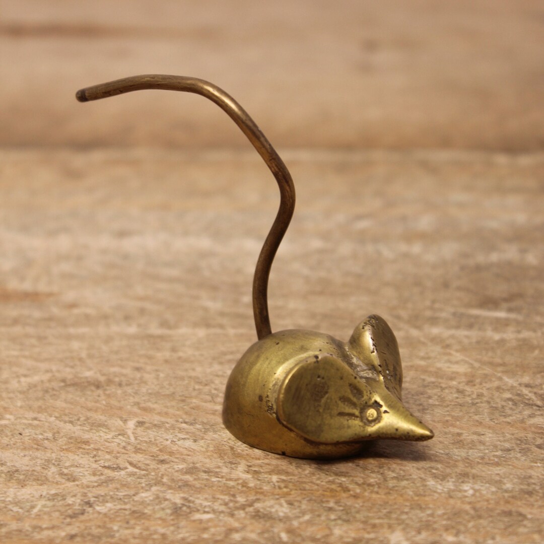Vintage Small Brass Mouse With Long Tail - Etsy