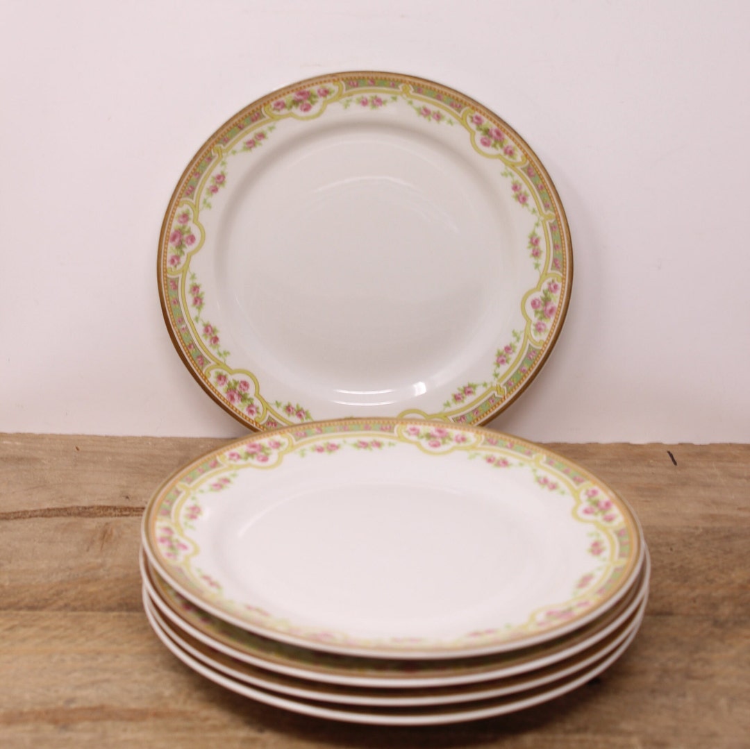 5 Antique Elite Works SM Limoges France - Salad Plates / Dessert Plates ...