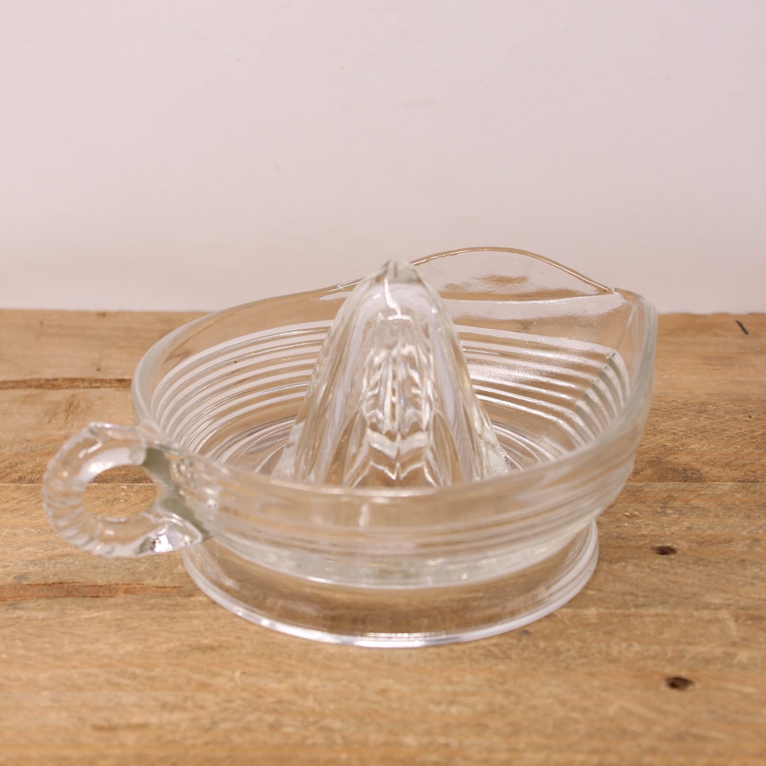 Vintage Large Clear Glass Juicer Orange Lemon Citrus Reamer With Handle ...