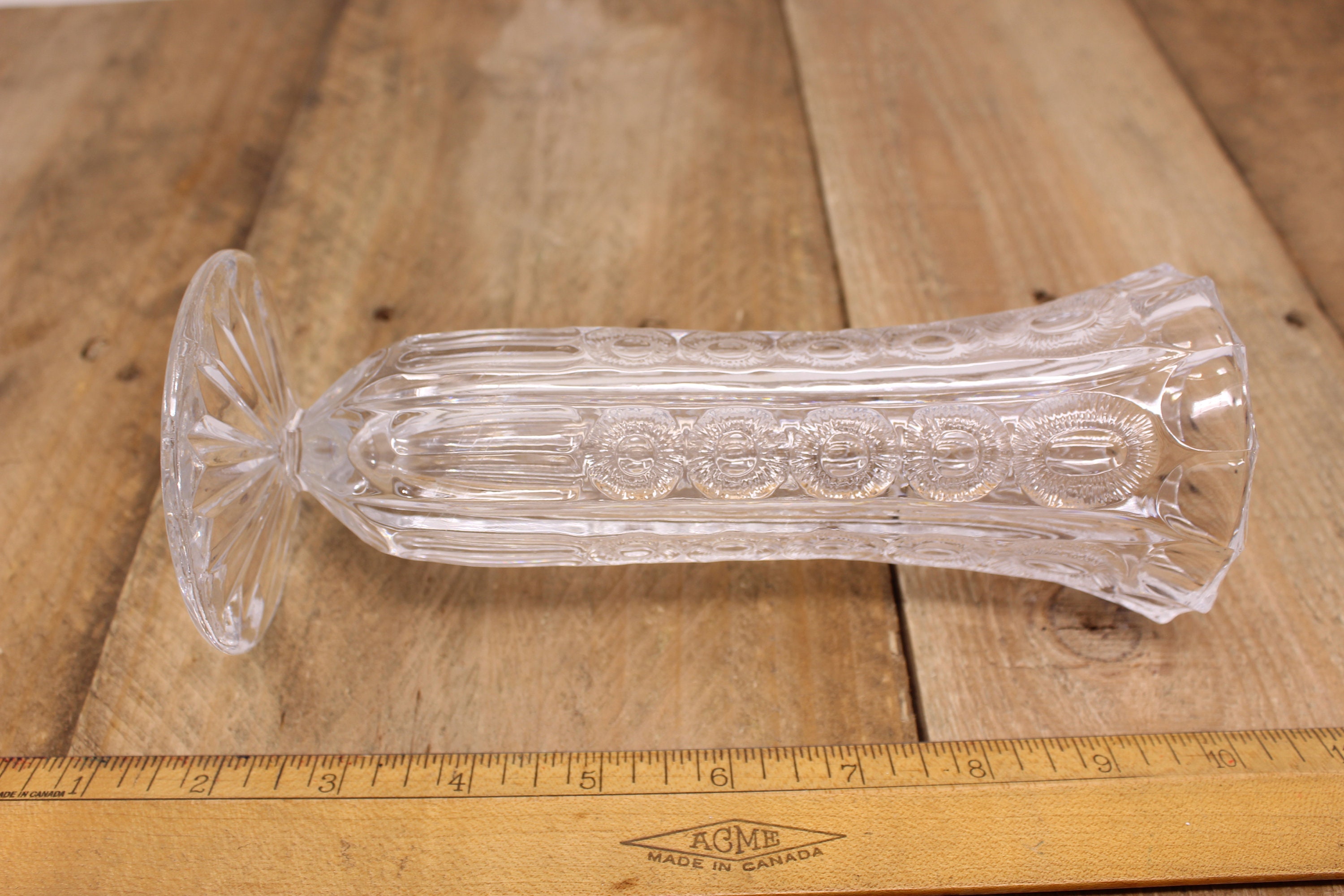 Vintage EAPG Footed Pressed Glass Fluted Vase - Etsy