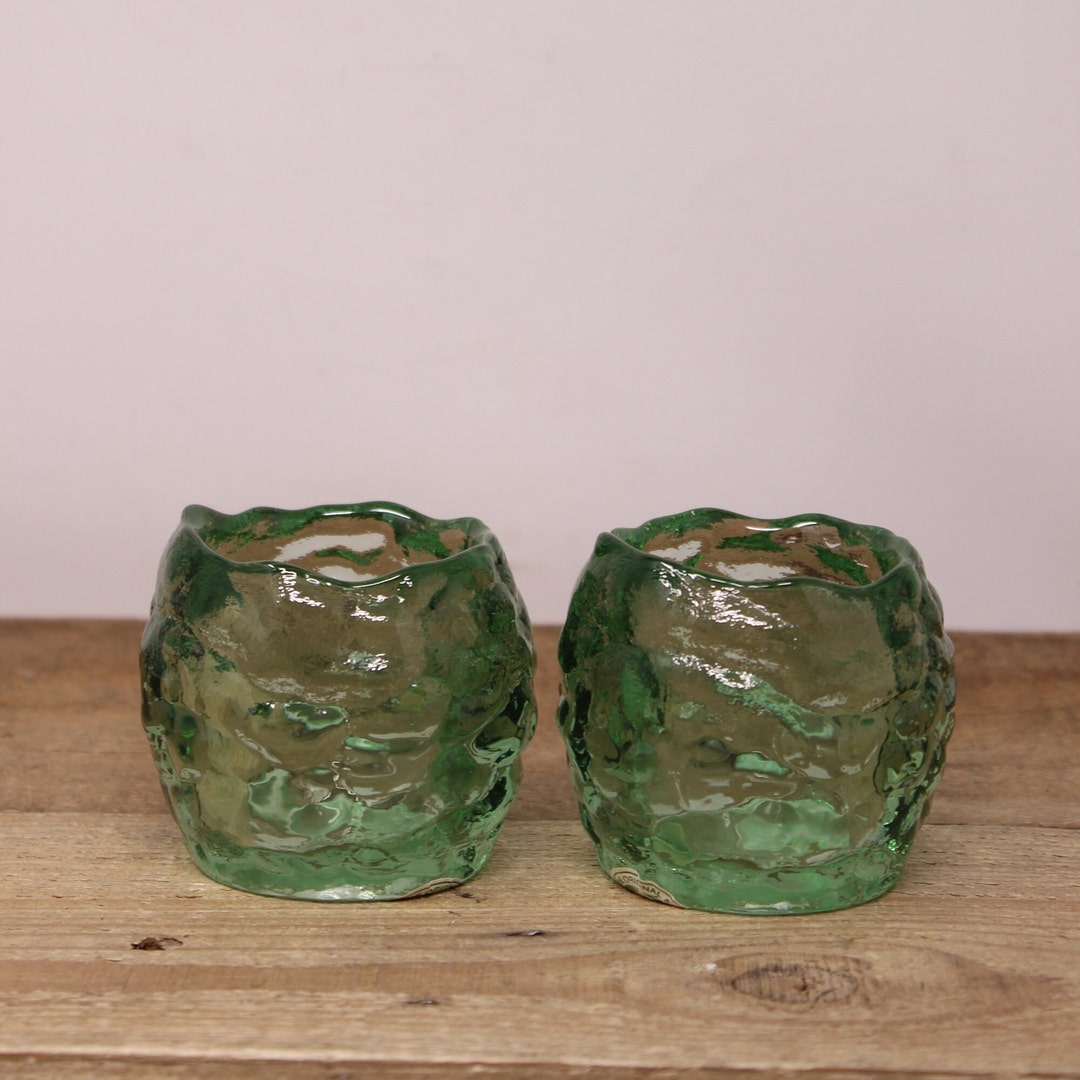 2 Recycled Green Glass Votive Candle Holders - Spain - Etsy