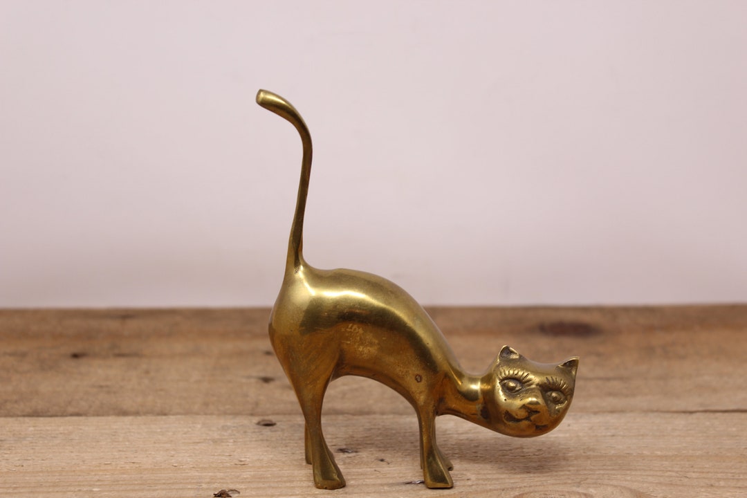 Vintage Solid Brass Cat Figurine - Etsy