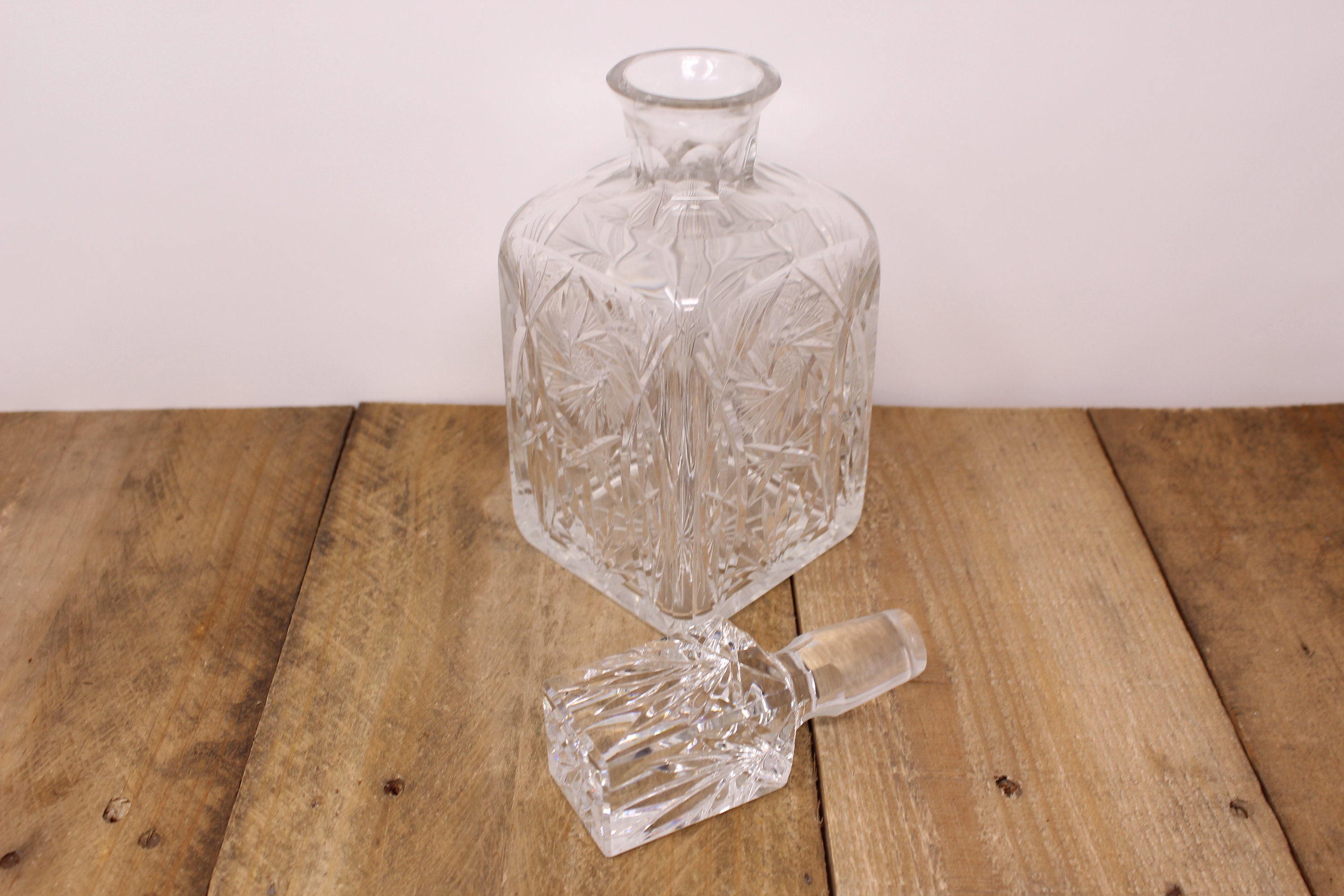 Vintage Classic Square Pinwheel Crystal Decanter With Crystal - Etsy