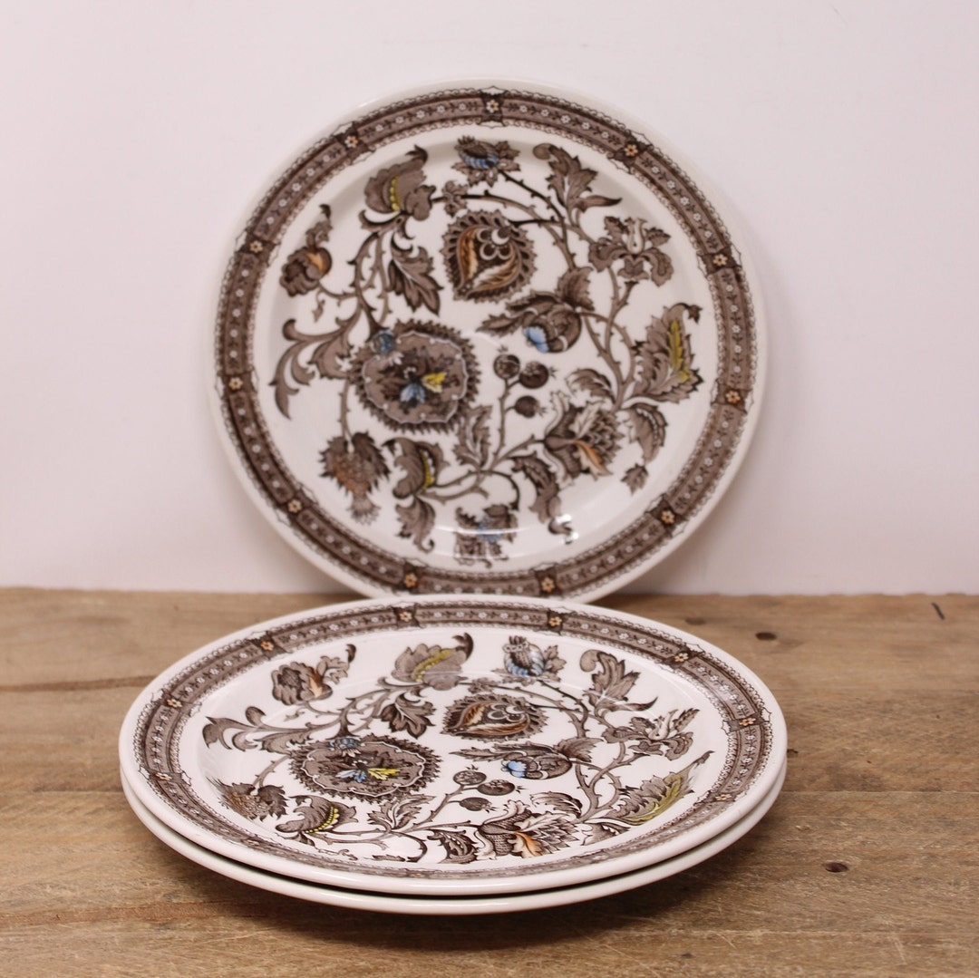 Vintage Ridgway - Jacobean Brown - 3 Salad Plates - Staffordshire ...