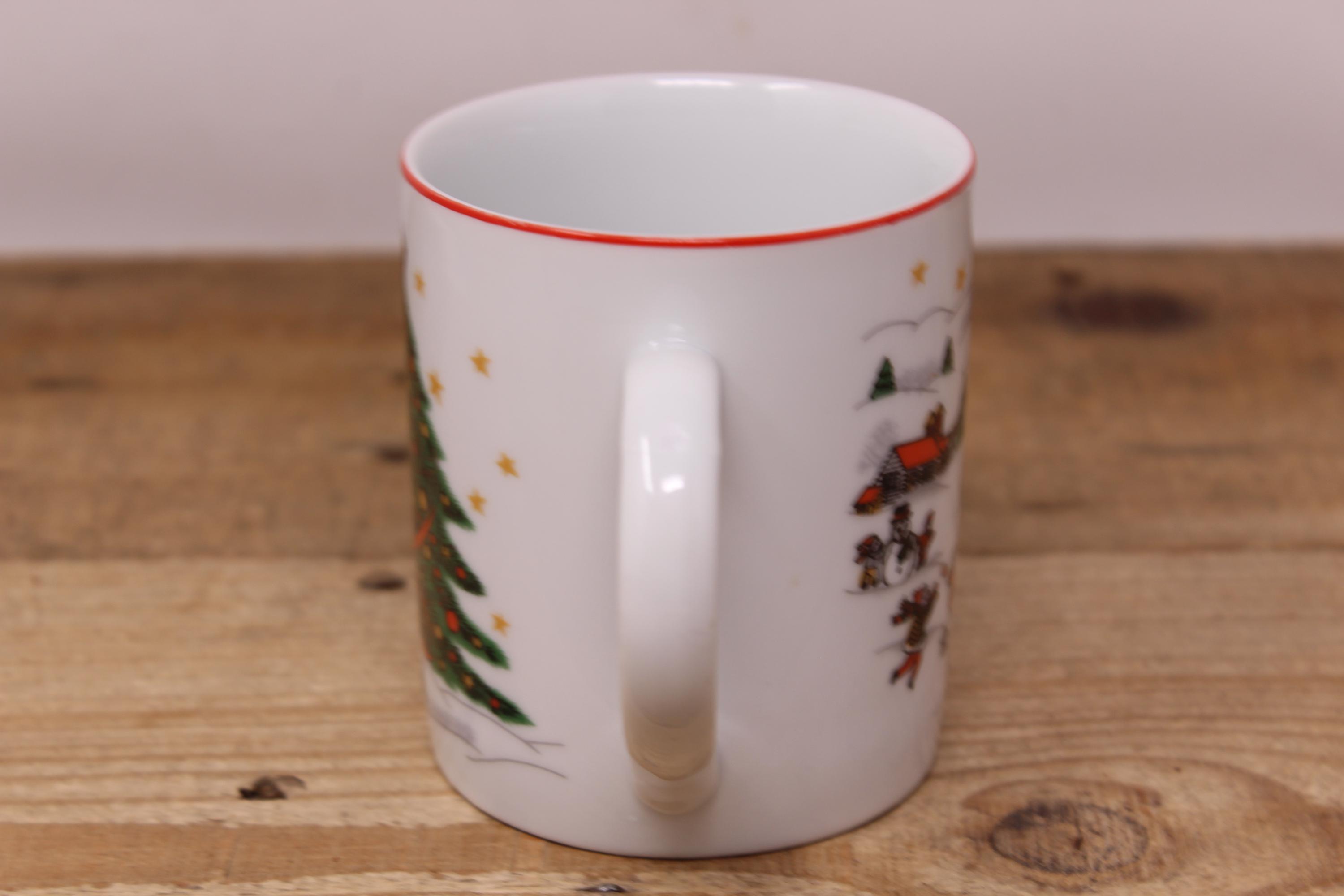 Kopin - Christmas Pleasure Porcelain Mug With Red Trim - Etsy
