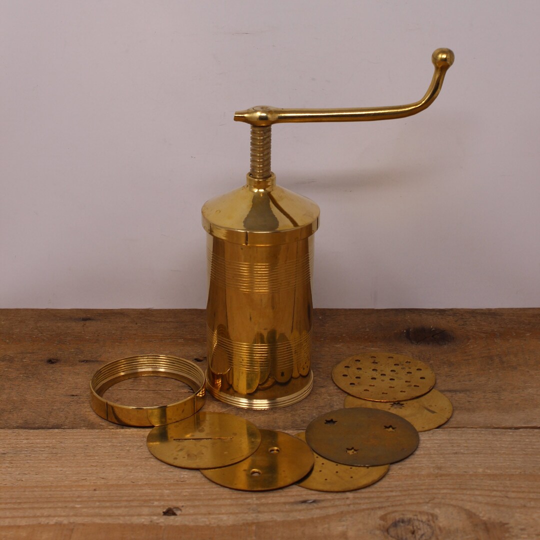 Indian Traditional Pure Brass Sev Sancha Machine With 6 Different Jali ...