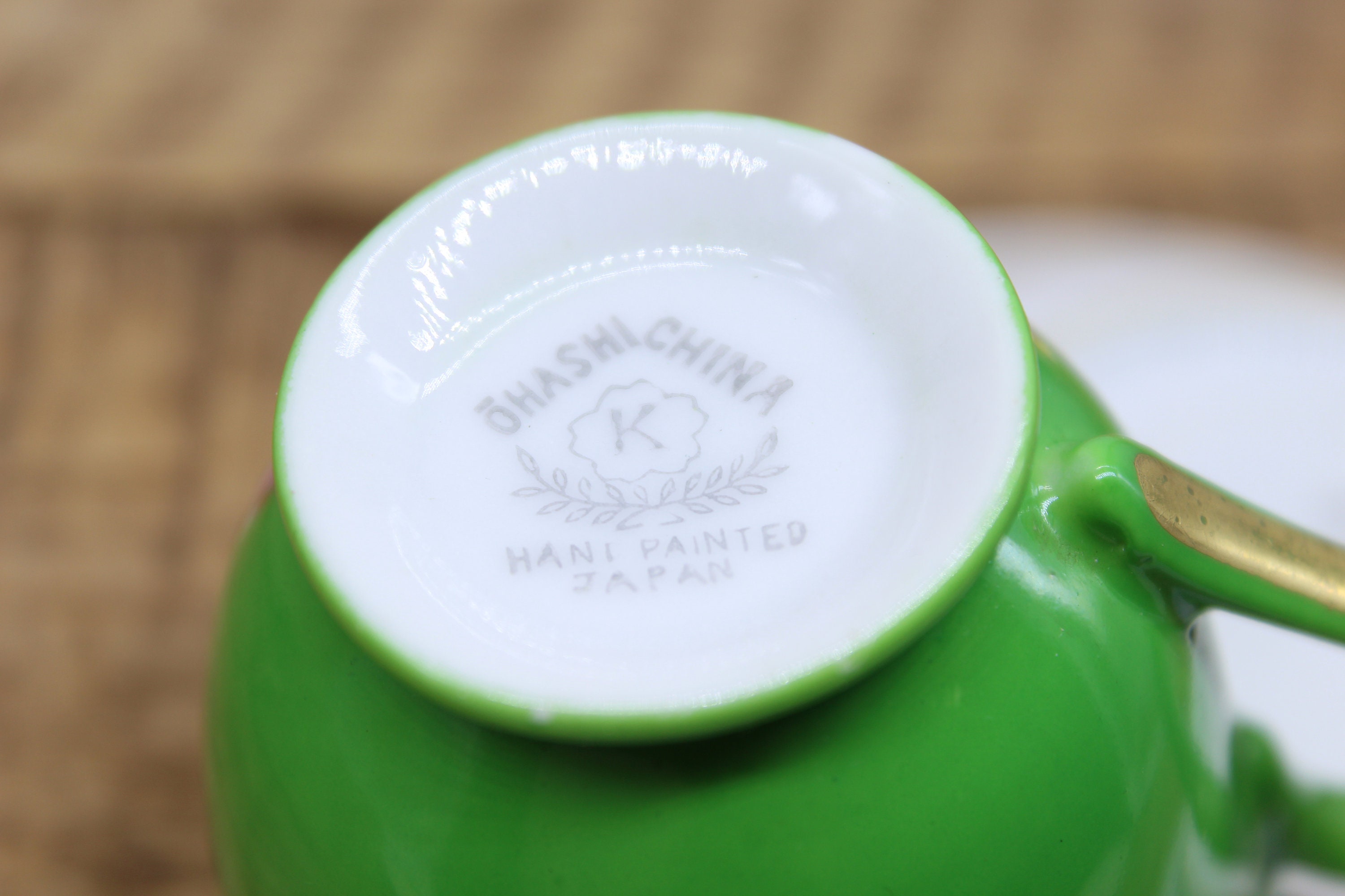 Small Green & Pink Floral Ohashi China Teacup and Saucer - Etsy