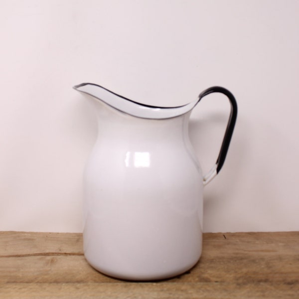 Vintage Enamel Water Pitcher - Etsy