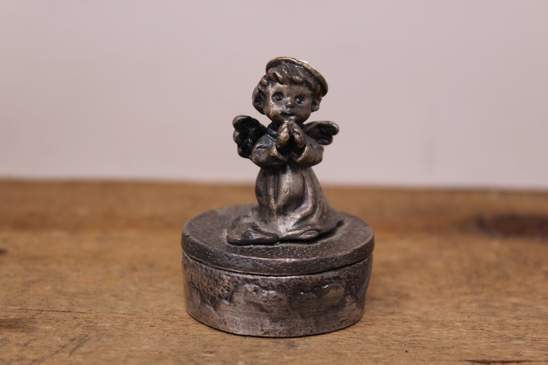 Vintage Mini Pewter Angel Trinket Box / Tooth Box - Etsy
