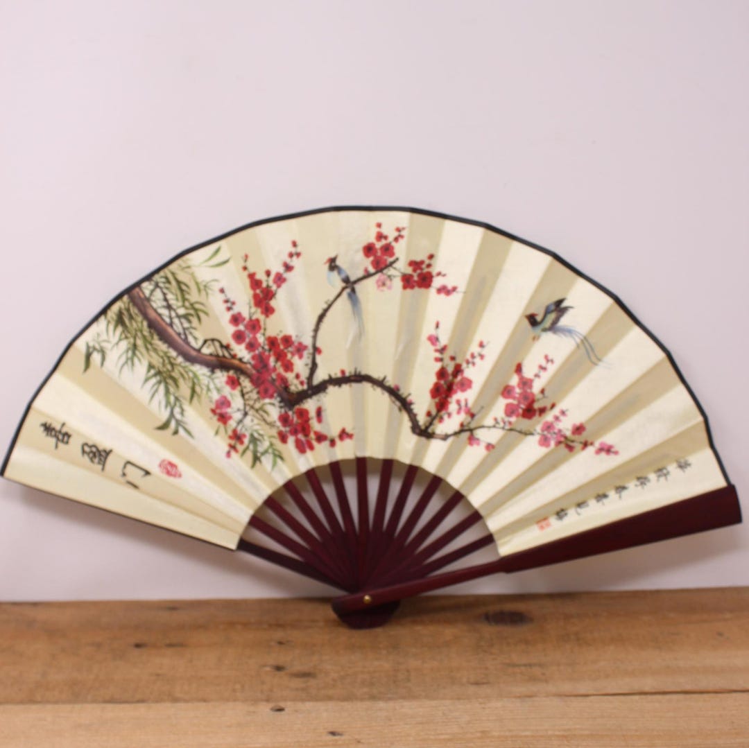 Vintage Asian Decorative Wall Fan Cherry Blossom & Bird Design - Etsy