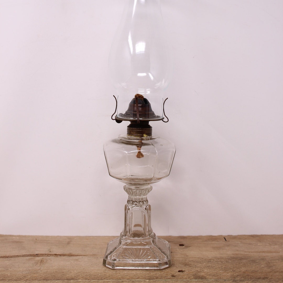Antique Canadian Oil Lamp / Kerosene Lamp - Dominion Panel Pressed ...