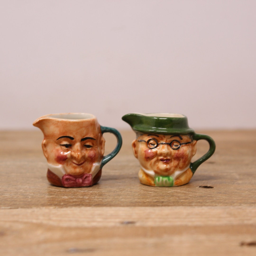 2 Vintage Artone - Toby Character Style Miniature Creamers - Etsy
