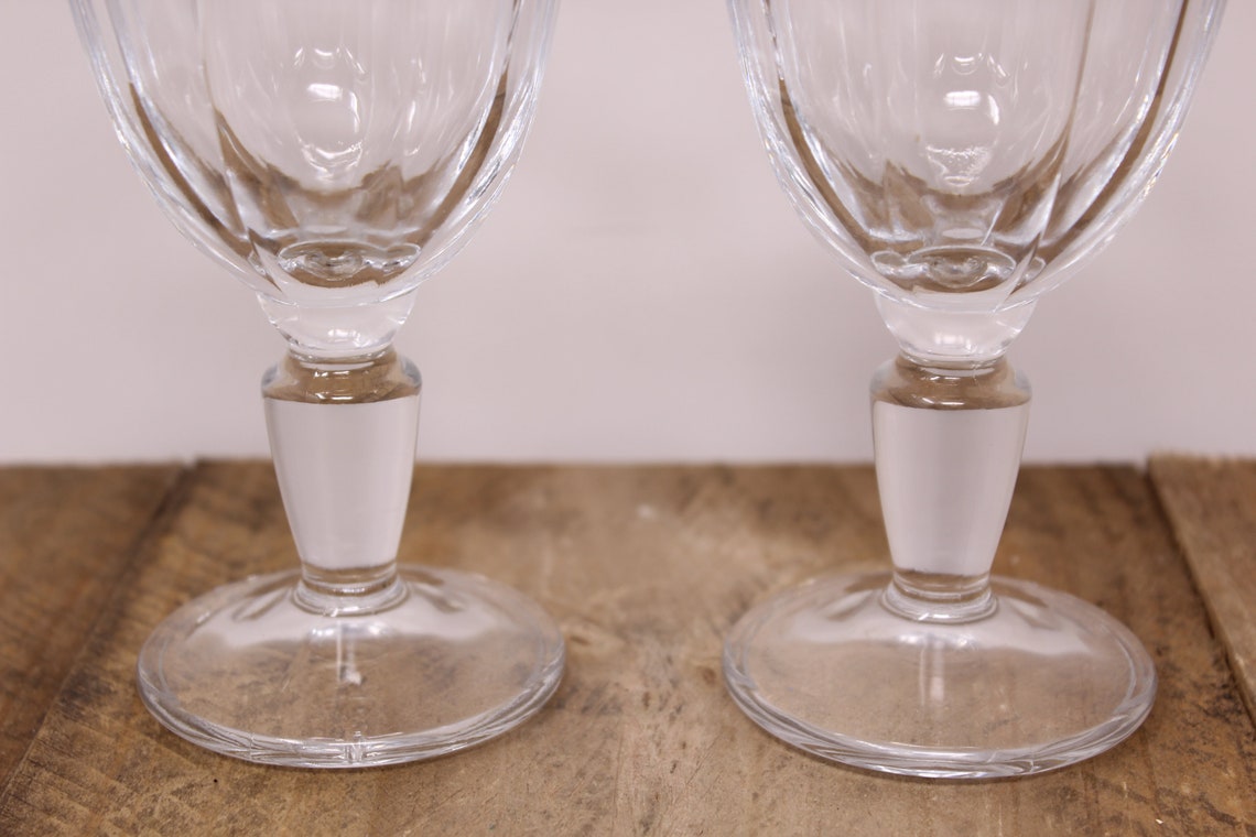 2 Libbey Heavy Paneled Stemmed Water Glasses - Etsy