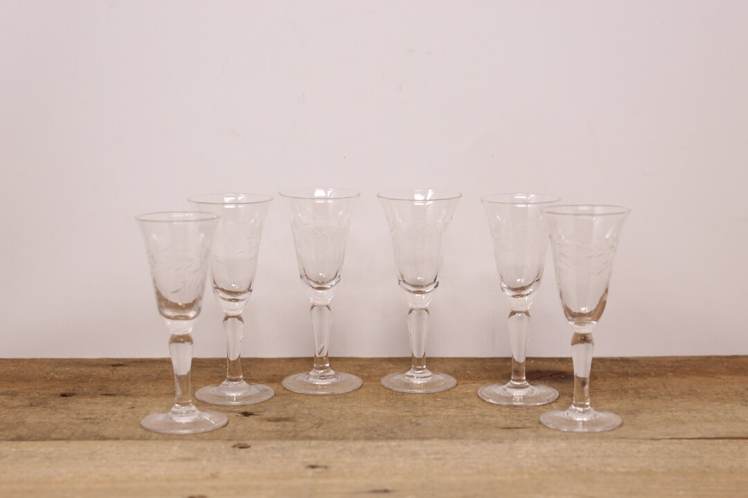 6 Antique Willow Moon Cordial Glasses by Pioneer Glass - Japan - Etsy