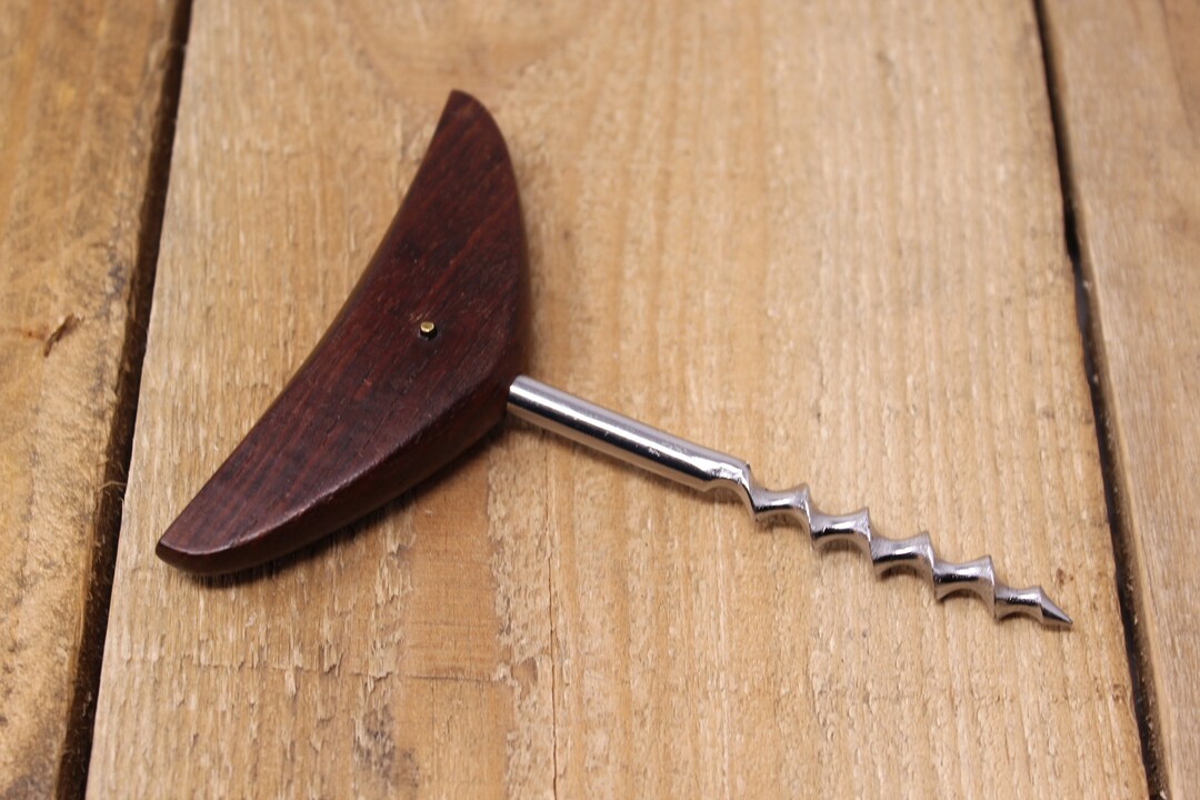 Vintage Wood Handled Corkscrew - Etsy