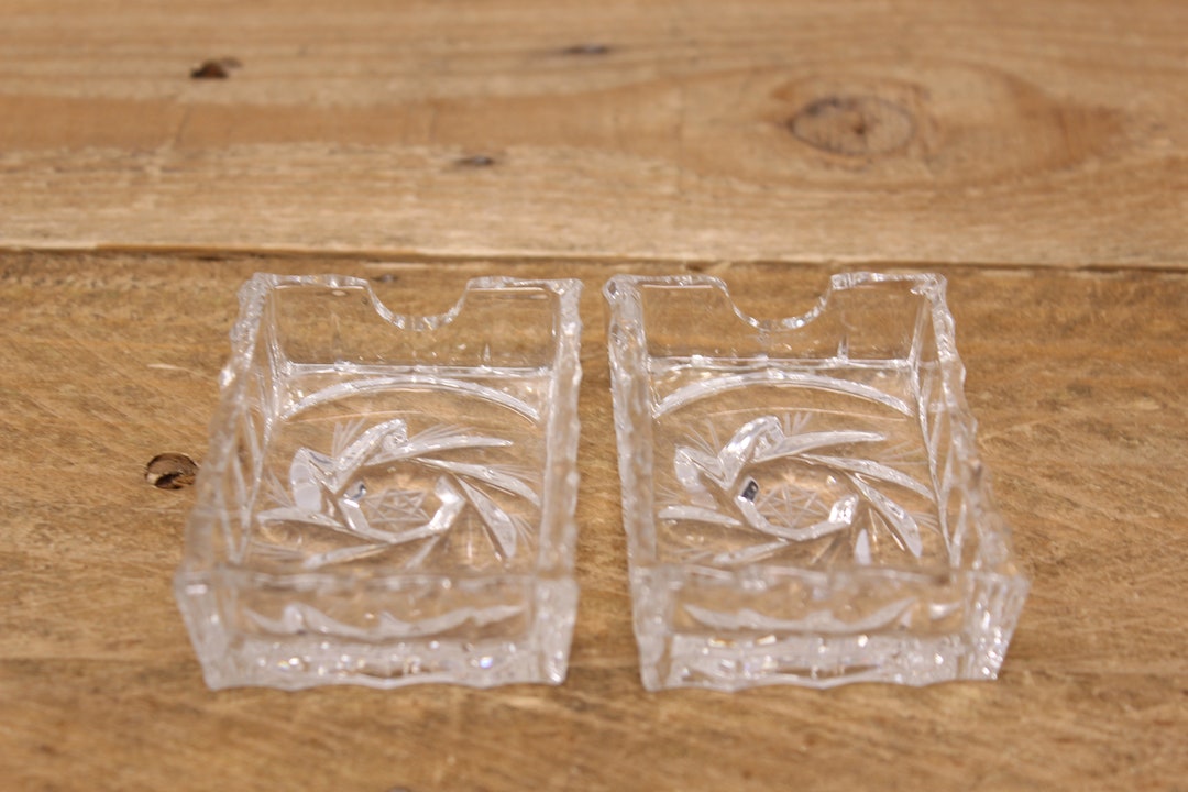 2 Small Rectangle Shape Individual Pinwheel Crystal / Cut Glass ...