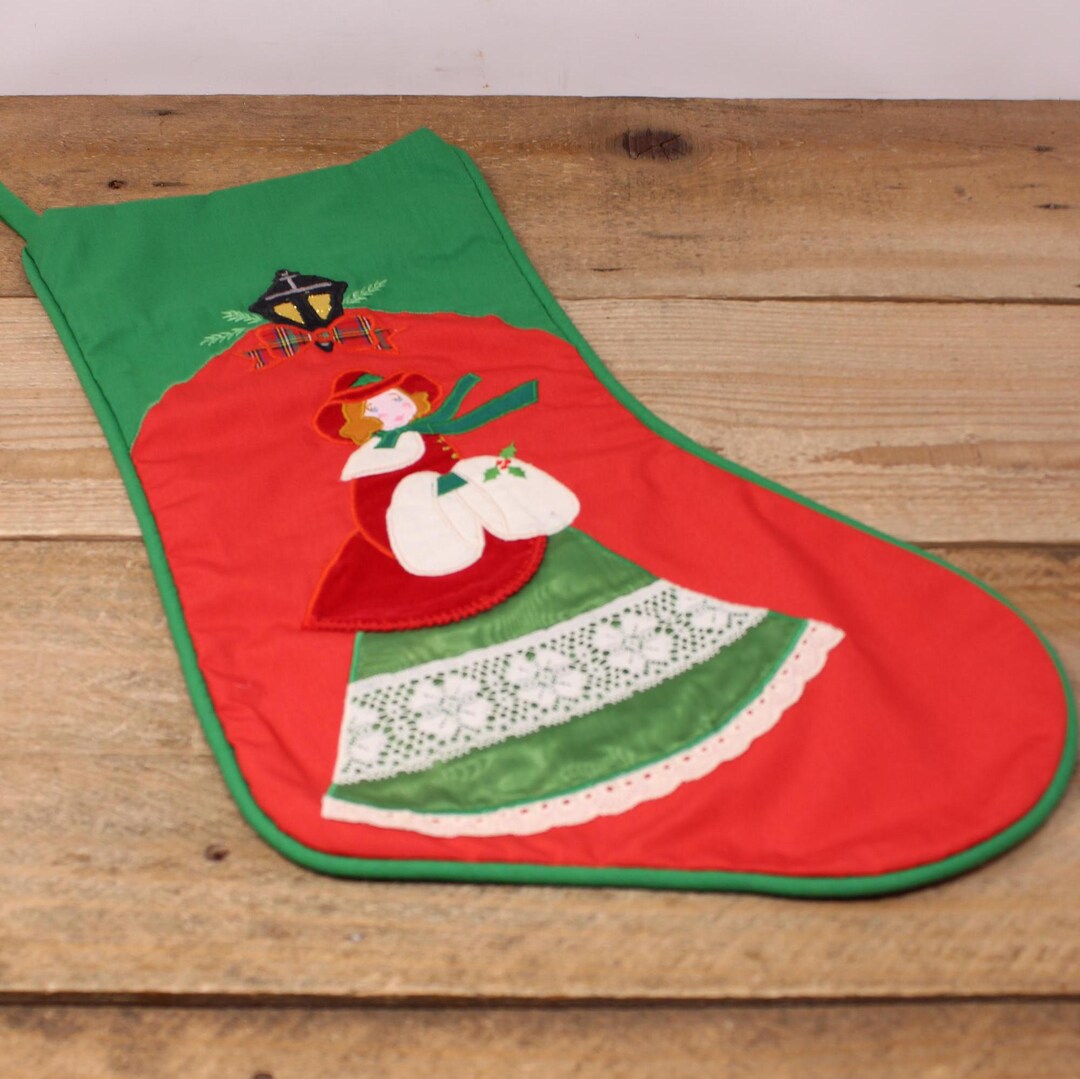 Vintage House of Hatten Christmas Stocking With "woman Carol Singer ...