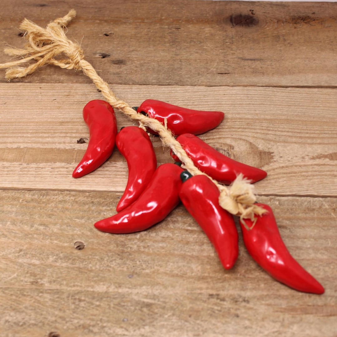 Vintage String With 7 Ceramic Hot Peppers - Etsy