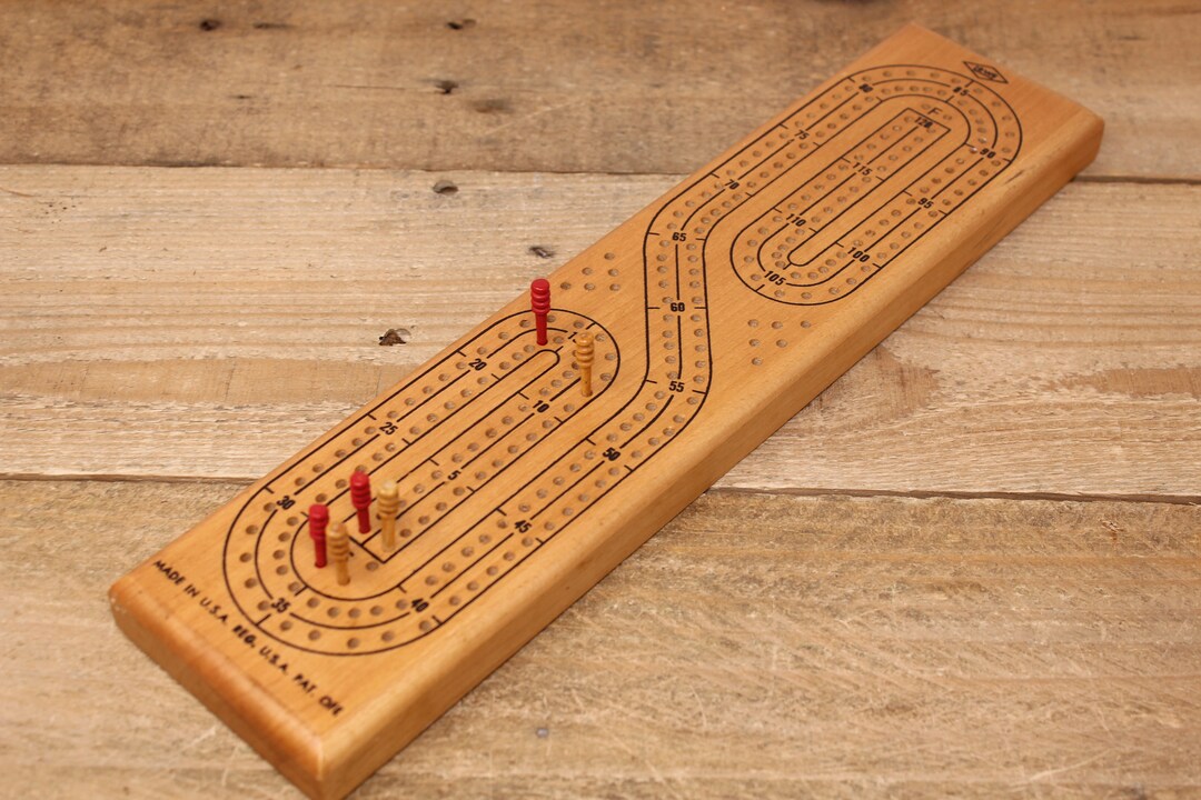 Vintage Lowe Wooden Cribbage Score Board With 6 Wooden Score Pegs - Etsy