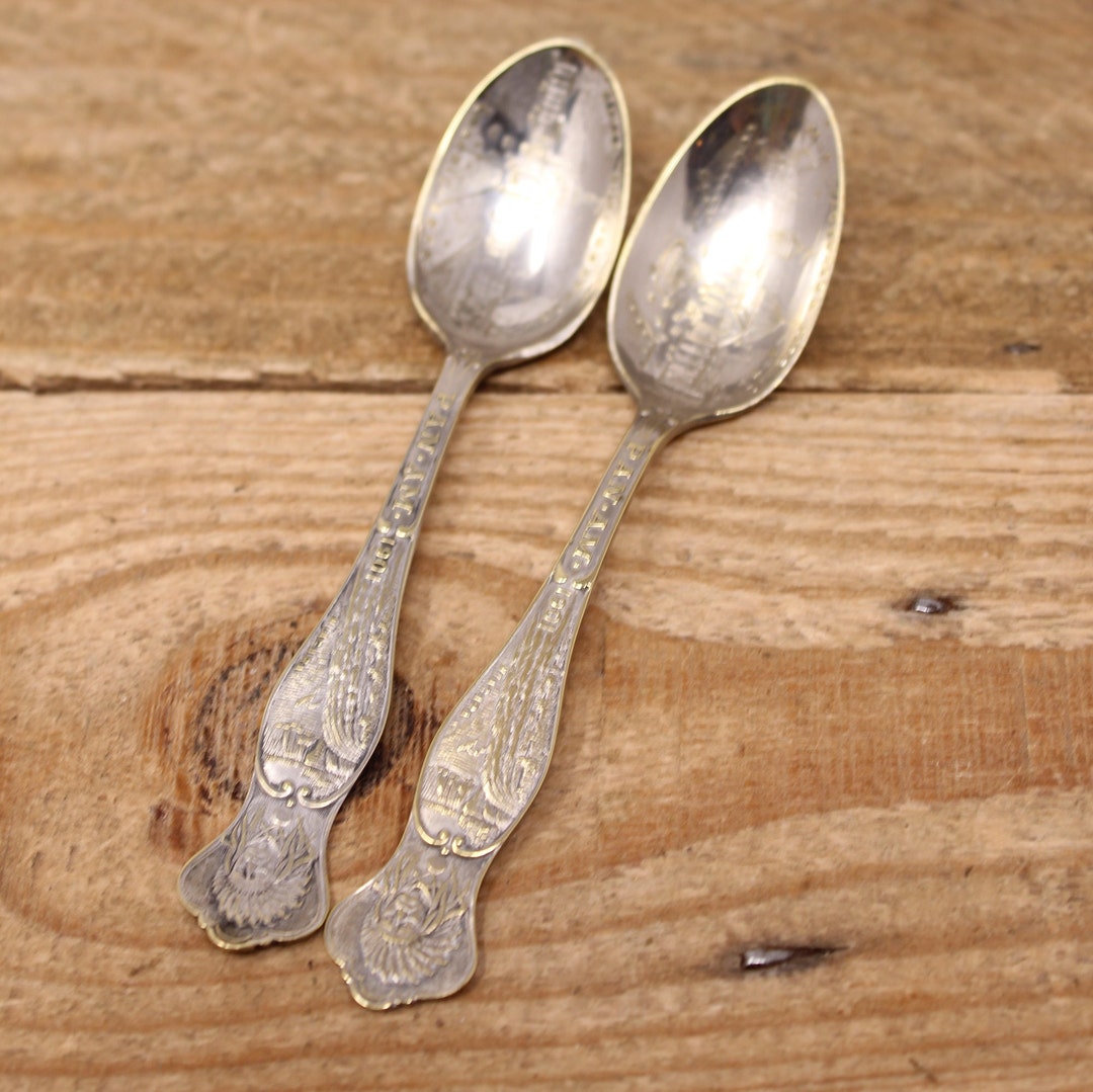 2 Antique Pan Am Expo 1901 Silver Plate Souvenir Spoons - Etsy