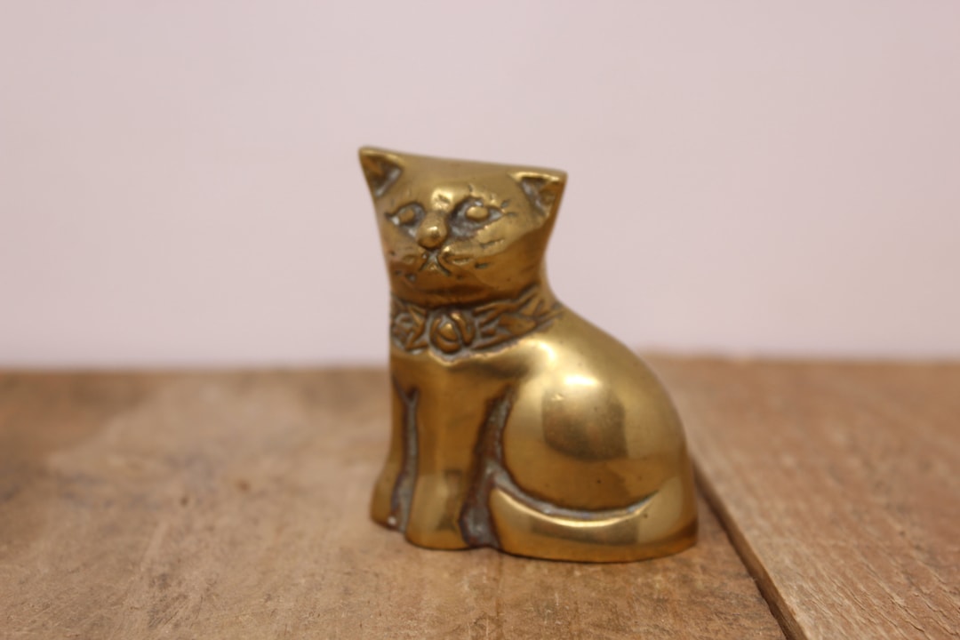 Vintage Solid Brass Cat Figurine - Etsy