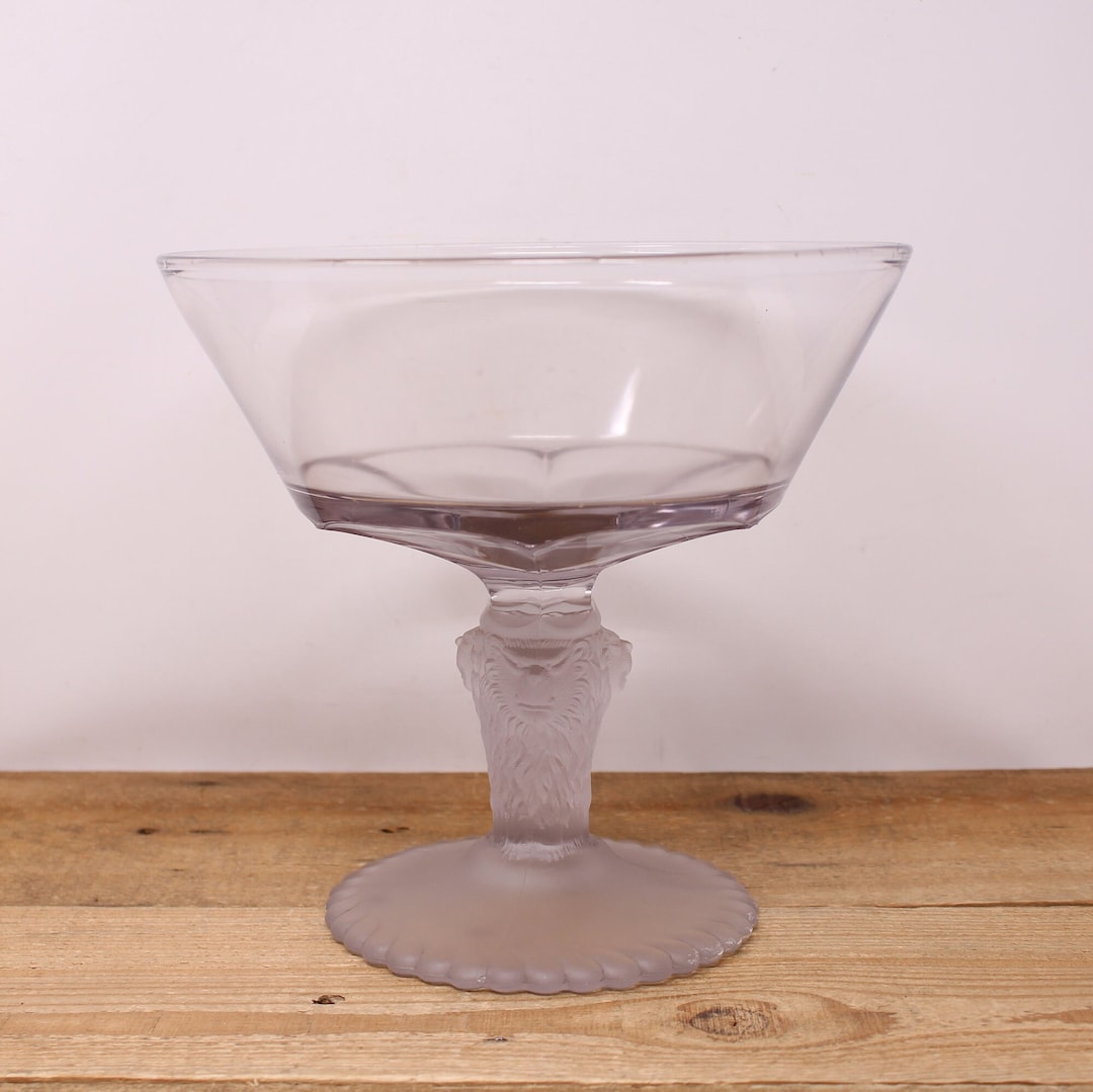 Antique Gillinder - Frosted Lion Head Base - EAPG Glass Compote - Etsy