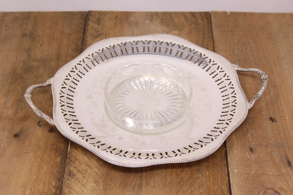 Viking Plate Handled Serving Plate With Glass Bowl - Etsy