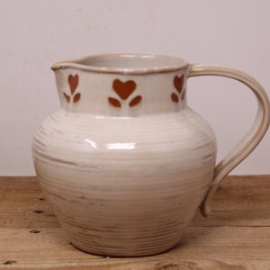 Vintage Redware Pottery Pitcher - Heart Design Pottery Pitcher / Jug - Etsy