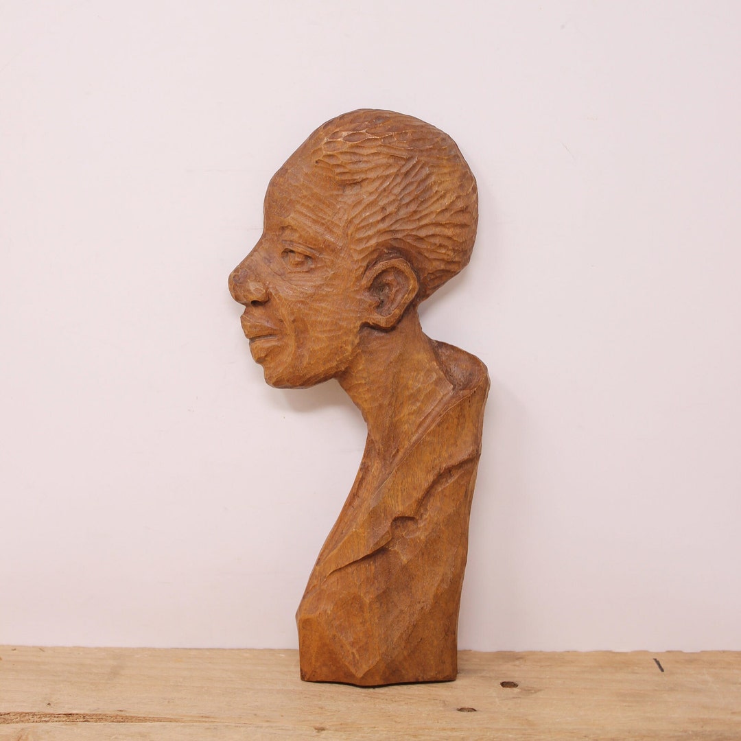 Vintage Wood Carved Profile Face - Wall Decor Art - Signed - Etsy